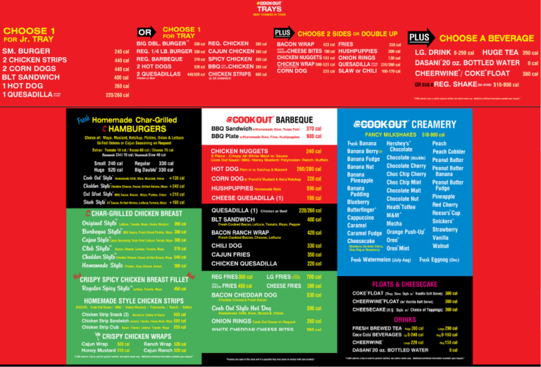 Cookout Menu with Prices [2025] | Calories | USA Menu Prices
