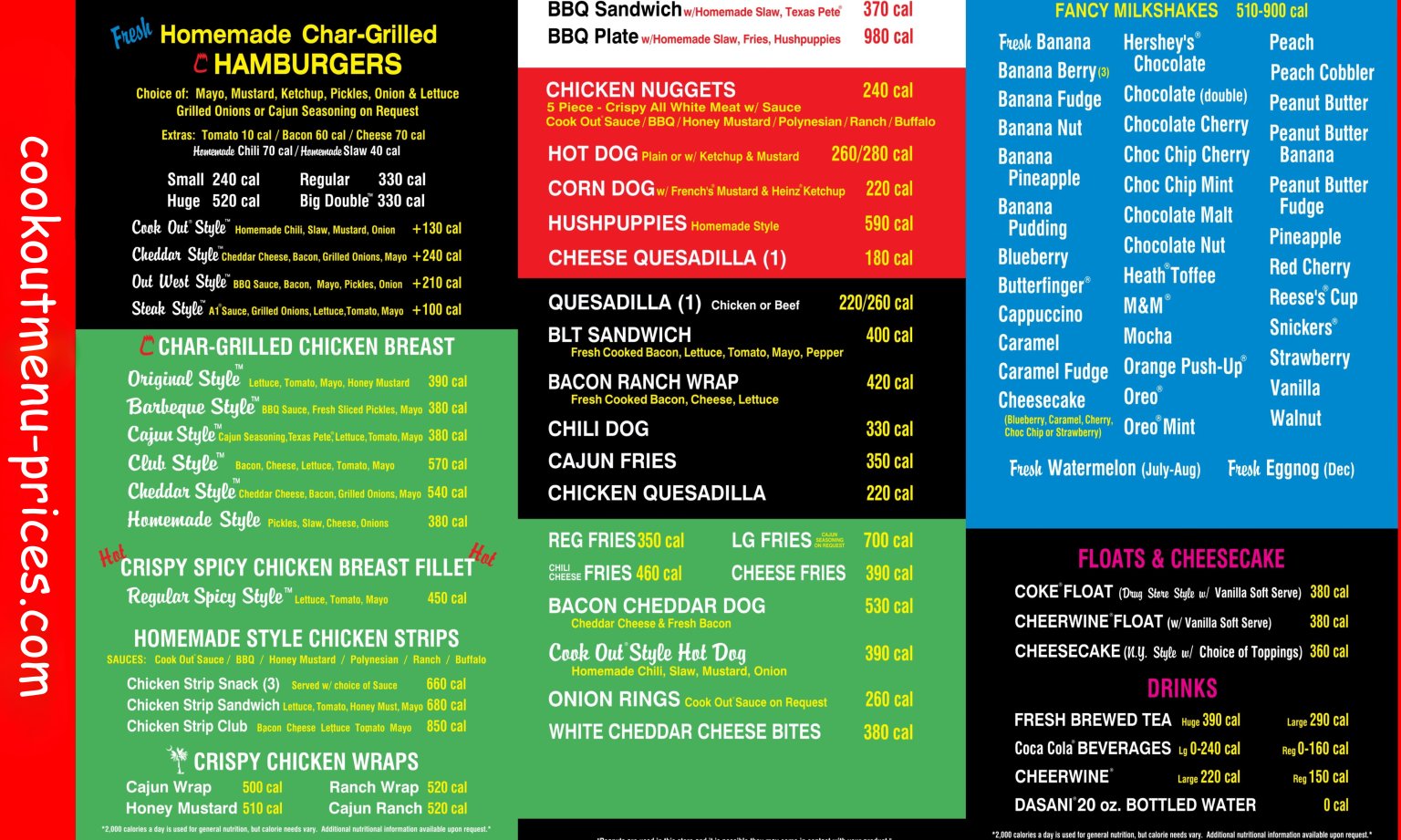 Cookout Menu with Prices [2025] | Calories | USA Menu Prices